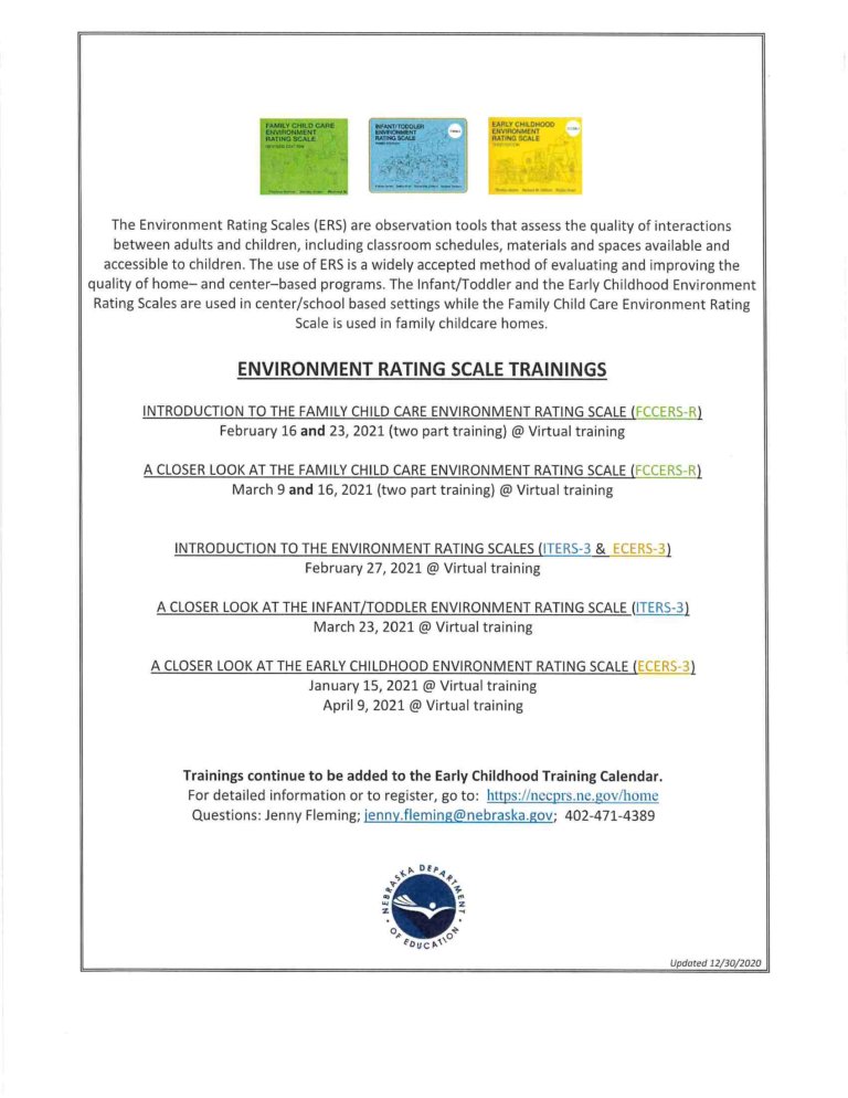 Environment Rating Scale Training - Child Nutrition Services